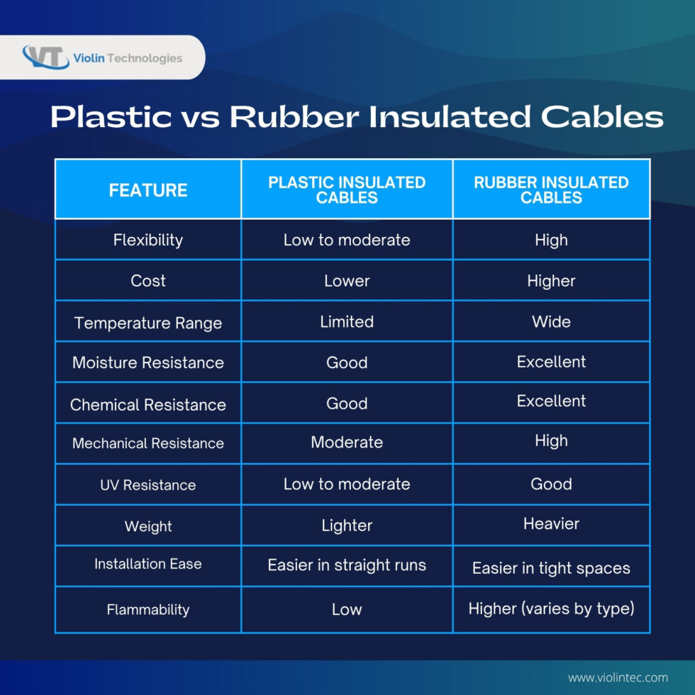 Choose between Plastic and Rubber Insulated Cables